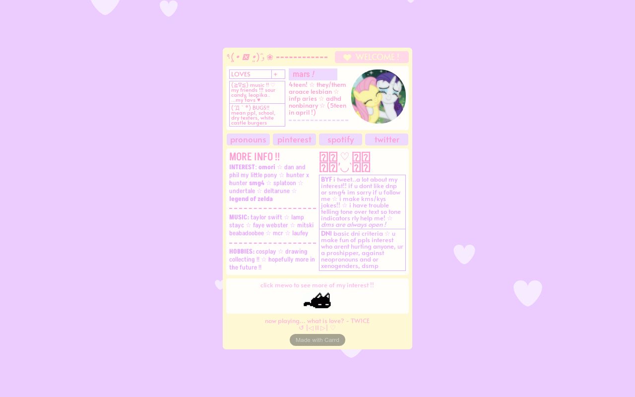 silly gay person carrd